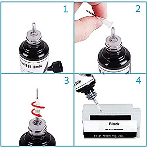 CoYlBod Compatible Regular Dye Printing Refill Ink Bottle Replacement for HP 711 711XL Dwsignjet T120 T520 Printers, Use for Refillable Cartridges or CISS, 4-Color Black, Cyan, Magenta, Yellow