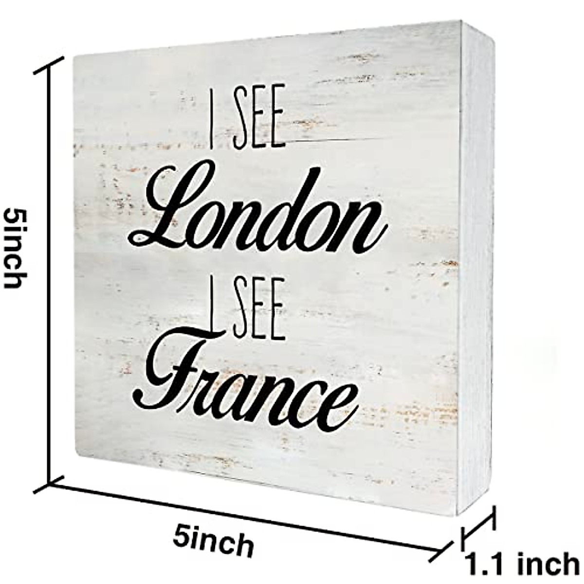Rustic I See London Wood Box Sign Humor Bathroom Wooden Box Sign Farmhouse Home Restroom Desk Shelf Decor (5 X 5 Inch)