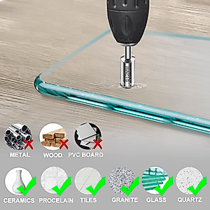 Diamond Drill Bits with PU Case 10PCS Diamond Tile Hole Saw for Pots Bottles Glass Ceramic Porcelain Tile Stone Granite Marble 1/4 to 1 1/5 Inch Glass Drill Bits