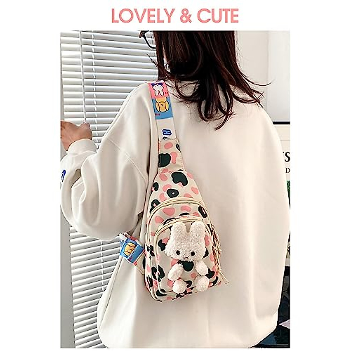 Hiflyer Kids Sling Bag, Kids Backpack Kawaii Bag Kids Travel Bag Chest Bag, Kids Crossbody Bag Mini Backpack for Girls (Green)