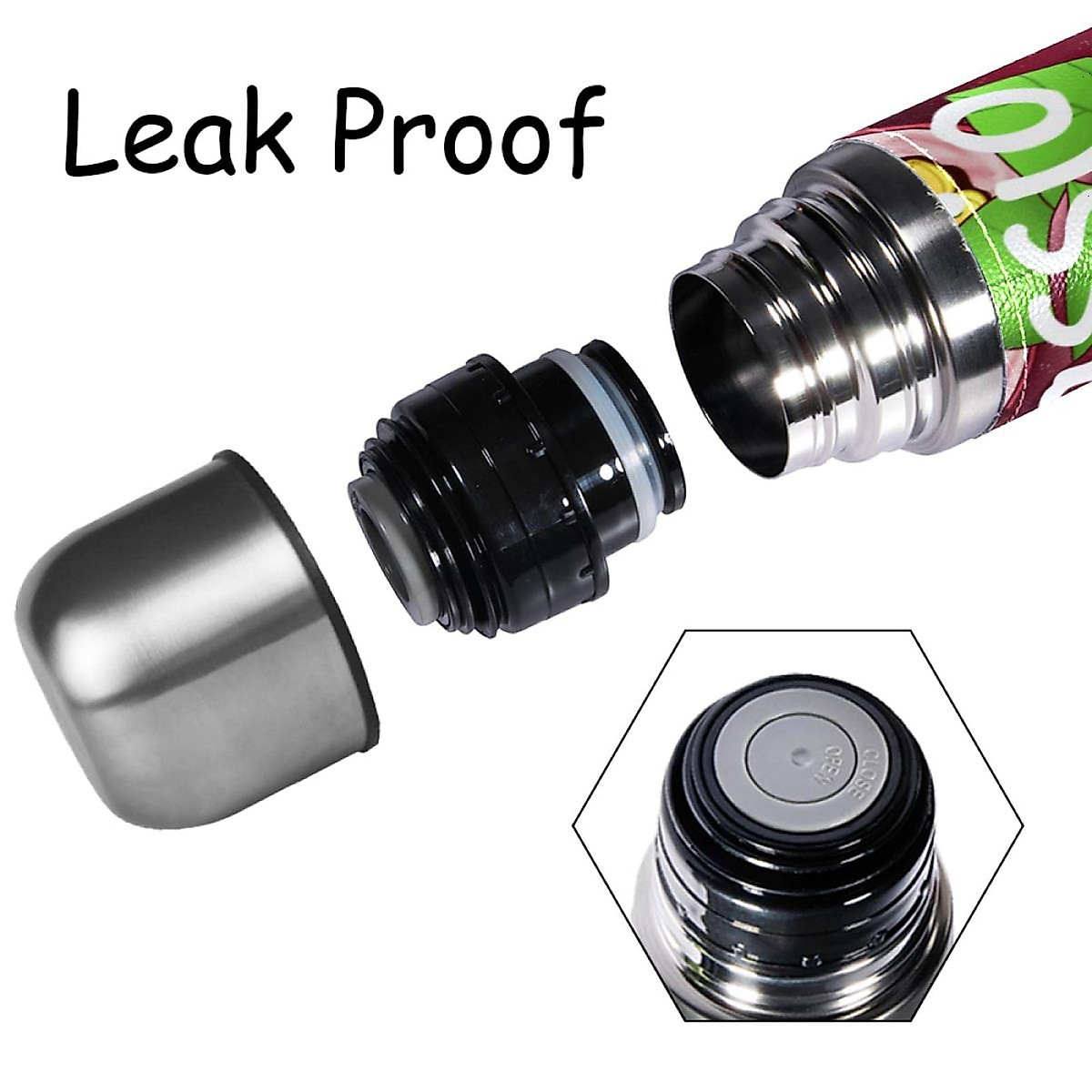 Stainless Steel Leather Vacuum Insulated Mug Passion Fruit Thermos Water Bottle for Hot and Cold Drinks Kids Adults 16 Oz