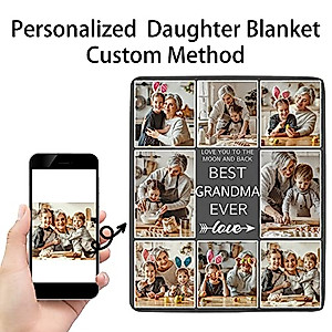 Custom Grandma Blanket with Photos, Gifts for Grandma from Grandson Granddaughter, Grandma Birthday Gifts for Nana from Grandchildren, for Grandma