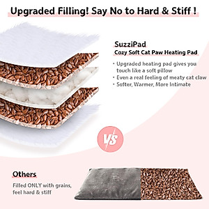 SuzziPad Ultra-Soft Microwave Heating Pads for Cramps, White Throw Pillow with Flaxseed & Cotton, Cat Paw Heat pad Microwavable for Cuddle, Warm Compress Moist Heat Pack for Pain Relief & Relaxation