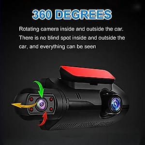 Dash Cam Front and Inside 1080P Dual Dash Camera for Cars 3 Inch Full HD 110° Wide Angle Car Dashboard Camera w/Infrared Night Vision, G-Sensor, Parking Monitor, Loop Recording, Motion Detection