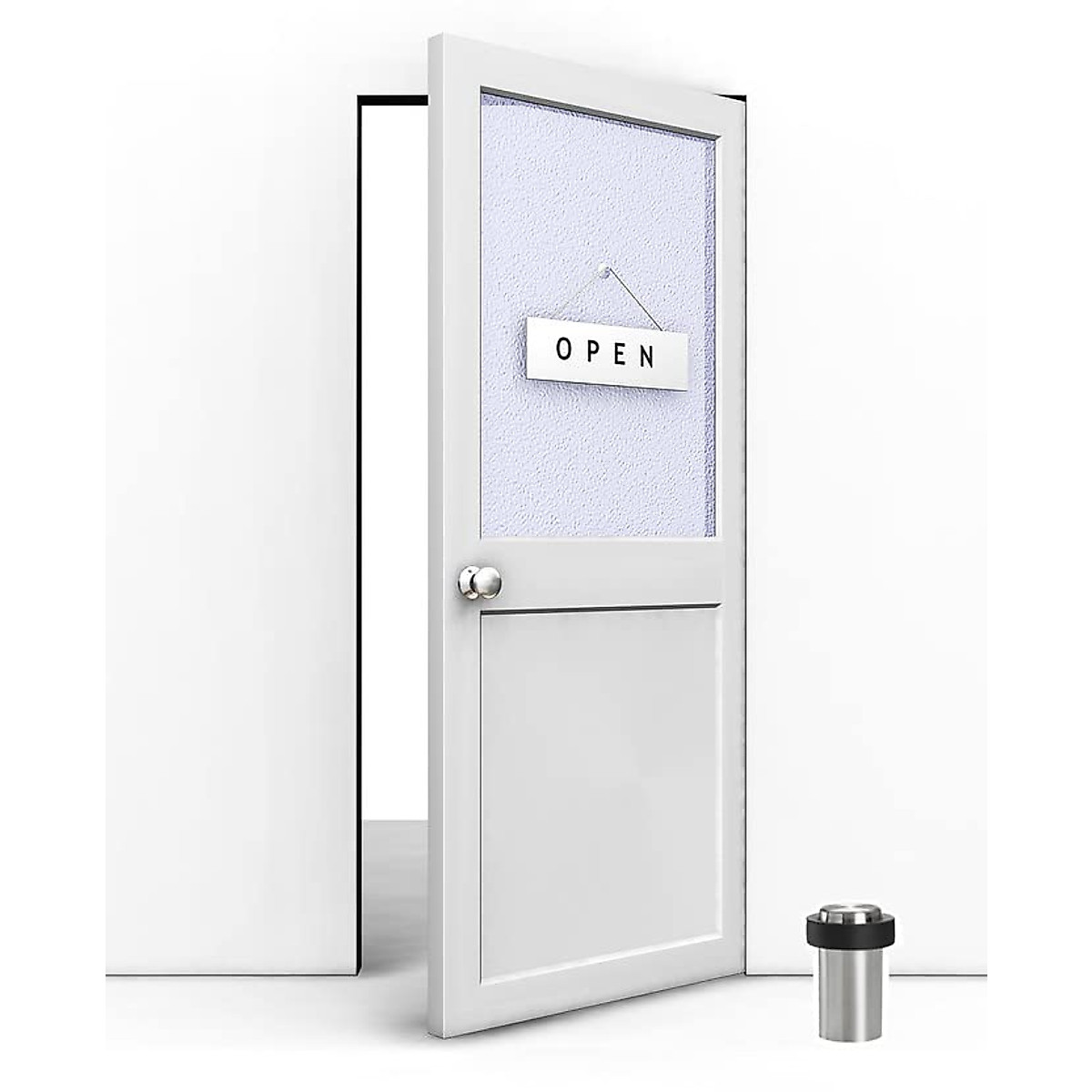 Door Stopper Cylindrical Floor Door Stop Stainless Steel Door Stoppers with Rubber Heavy Duty Tall Doorstop 3.1"