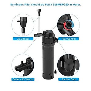 AquaMiracle Aquarium Filter Fish Tank Filters Green Water Cleaning Filter Pump with Timer, Dual Mode (Aeration/Rainfall) for 40-120 Gallon Aquariums, Flow Rate and Direction Adjustable