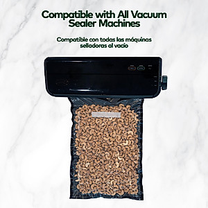 Stash Proof Resealable Zipper Vacuum Seal Bags 11" x 24" (50 Count) 5.5 Mil (Black and Clear) - BPA Free Commerical Grade Food Saver for Storage, Sous Vide, and Meal Prep Sealer Bag