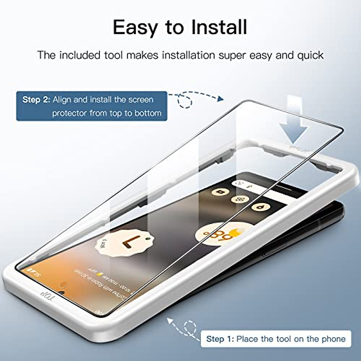 JETech Screen Protector for Google Pixel 6a 6.1-Inch with Camera Lens Protector, Easy Installation Tool, Fingerprint Compatible, Tempered Glass Film, HD Clear, 2-Pack Each