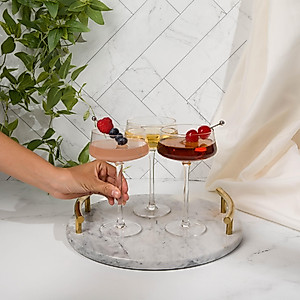 LOUVOR Champagne Coupe Glasses Set of 6-8oz Hand Blown Crystal Martini Glasses with 6 Stainless Steel Cocktail Picks - Versatile Tall Cocktail Glasses & Vintage Cocktail Glasses for Martini & More