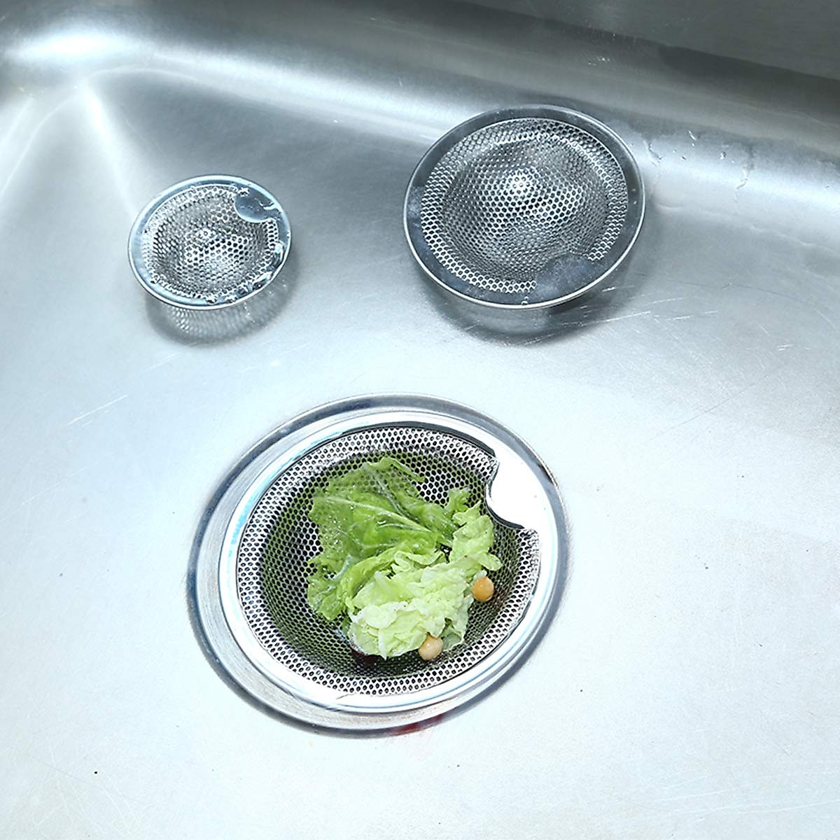 Fayonnir Stainless Steel Drain Strainer, 2 Pieces Drain Strainer Perfect for Kitchen Sink, Strainer Shower, Bathtub, Available in Three Sizes (Large)