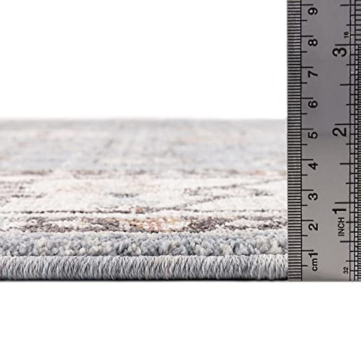 Rugs.com Eco Traditional Collection Rug – 7 Ft Round Harbor Blue Medium Rug Perfect for Kitchens, Dining Rooms