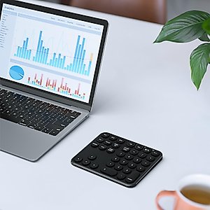 iClever Bluetooth Number Pad, Portable Wireless Number Pad, Aluminum Rechargeable 35-Keys Numeric Keypad for Multi-Devices, Compatible for Laptop, Mac, iMac, Tablet, PC and Desktop