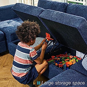 Belffin Modular Sectional Sofa Set with Ottomans Oversized U Shaped Sofa Set with Storage Seat Modular Sofa Couch with Reversible Chaises Modern Fabric Blue