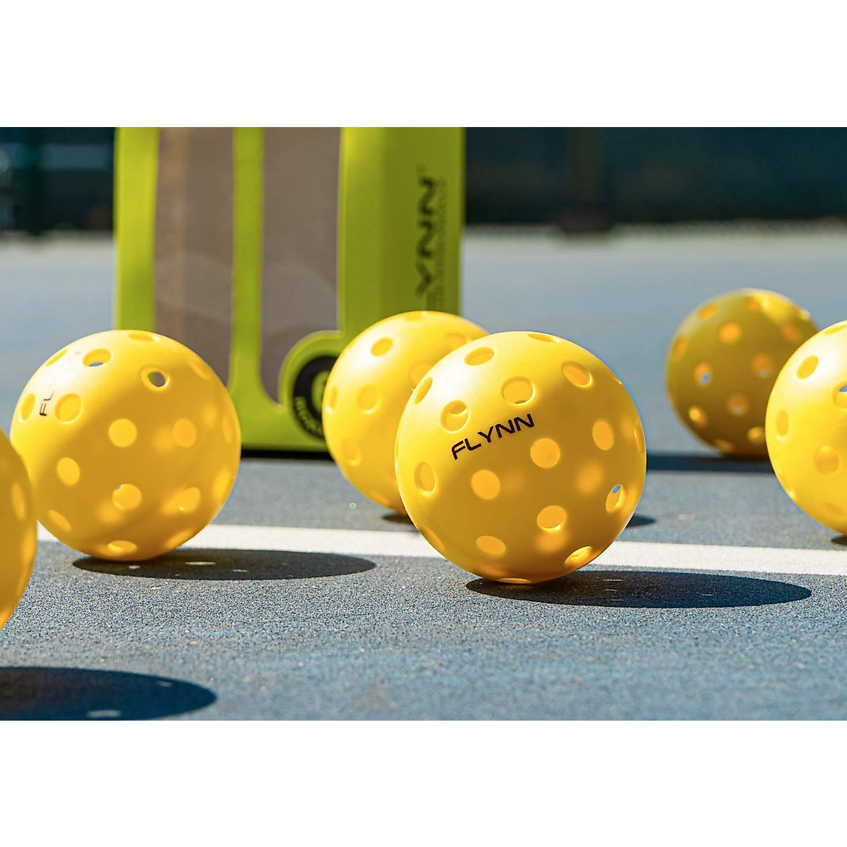 Flynn Outdoor Pickleball Balls – Bright Yellow Durable 40 Hole Pickleballs, Fly True with Consistent Bounce – Convenient 6 Pack, Suitable for Outdoor Pickleball Practice and Match Play.