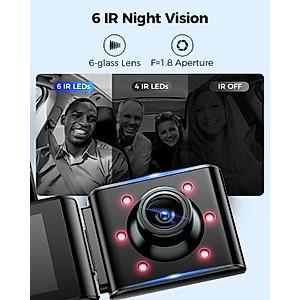 AZDOME M550 Pro 5G WiFi 3 Channel Dash Cam Built-in GPS, 4K+1080P Dual Dash Camera for Cars with 64GB Card, 1440P+1080P+1080P Front and Rear Inside, 3.19" IPS Screen, IR Night Vision, 24H Parking Mode