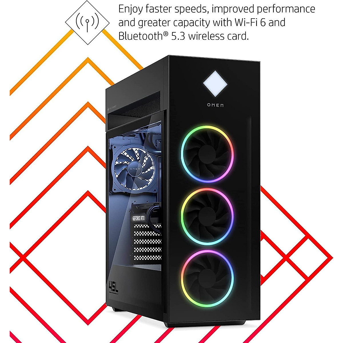 HP OMEN 45L GT22 Gaming Desktop Tower - 13th Gen Intel Core i9-13900K 24-Core up to 5.80 GHz CPU, 64GB DDR5 RAM, 4TB NVMe SSD, GeForce RTX 4070 Ti 12GB GDDR6X, Windows 11 Pro, Jet Black
