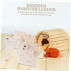 balacoo 3pcs Ladder Hamster Toy Wooden Hamster Ladder Hamster Platform and Ladder Critter Nation Wood Chinchilla Hideout Rat Hermit Crab Climbing Toys Wood Ladder chew Training Ladder