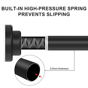 Ausemku Shower Curtain Rod Tension - 40-72 Inch Never Rust Non-Slip Spring Tension Curtain Rod No Drilling Stainless Steel Curtain Rod Use Bathroom Kitchen（Black）