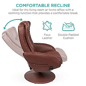 Best Choice Products Faux Leather Electric Massage Recliner Chair for Living Room, Bedroom, Office Comfort w/Stool Footrest Ottoman, Remote Control, 5 Heat & Massage Modes, Side Pockets - Brown