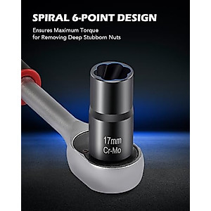 OMT Twist Socket Tool Set, 1/2" Drive 5pc Nut and Bolt Extractor Set, Rounded Bolt & Stripped Lug Nut Remover Tool Kit