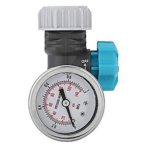 G3/4in Water Pressure Valve, Adjustable Water Pressure Regulator Valve with Pressure Gauge Greenhouse Garden Irrigation Controller