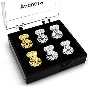 ANCHORA Original Magic Earring Backs for Droopy Ears | Earring Lifters for Heavy Earring | Earing Lifter Backs BAX | Earlobe Secure Clear Miracle (2 Silver 1 Gold)