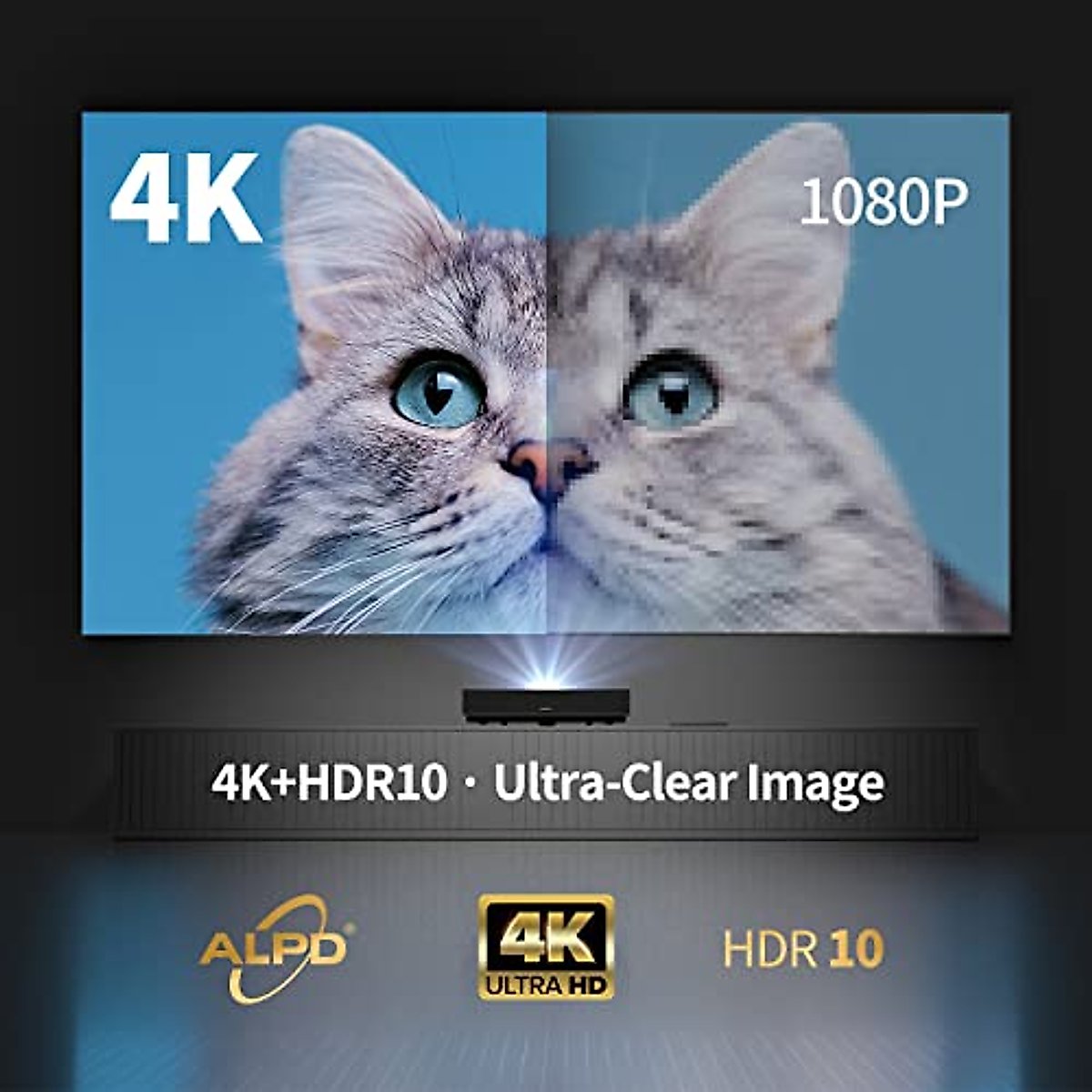 WEMAX Nova 4K UHD Ultra Short Throw UST Android TV Laser Projector with 100-Inch ALR Ambient Light Rejection UST Projector Screen