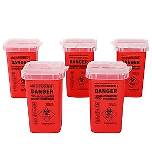 Sharps Disposal Container,5 Pack 1 Quart Needle Disposal Container