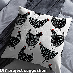 Cute Chicken Fabric by The Yard Cartoon Lovely Black Farm Animal Decorative Fabric for Kids Teens Rustic Farmhouse Style Fabric for DIY Upholstery and Home Accents 1 Yard