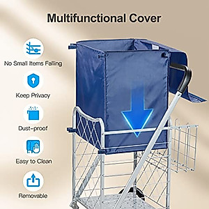 Pipishell Shopping Cart, Heavy-Duty Grocery Cart on Wheels with Extra Rear Basket & Leakproof Cover, Folding Grocery Shopping Cart with High 160 lbs/134 L Capacity, PITUC2S