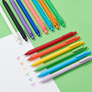 Kaco PURE Retractable Colored Gel Pens 20 Pieces Colorful Barrels Multi-color Ink Fine Point 0.5mm