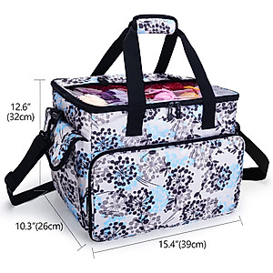 CURMIO Knitting Bag, Yarn Storage Tote with Compartments for Knitting Needles, Crochet Hooks, Knitting Project and Accessories, Bag Only, Dandelion