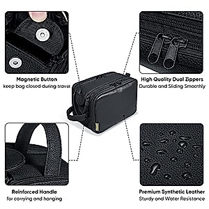 BALEINE Toiletry Bag for Men, Large Travel Toiletries Bags with Water-Resistance Compartment, PU Leather Dopp Kit (Medium, Black)