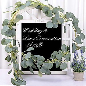Artiflr 3Pack Artificial Eucalyptus Garland, 6 ft Faux Silk Eucalyptus Leaves Vines Handmade Garland Greenery Wedding Backdrop Arch Wall Decor