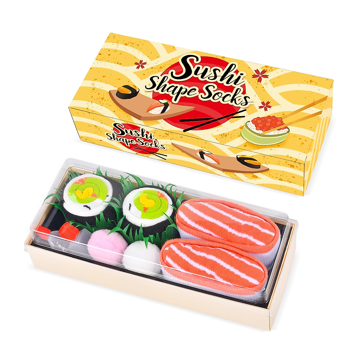 Funny Sushi Socks for Men Women Teen Boys - Funny Gifts Novelty Sushi Japanese Gifts Food Fun Funky Cool Crazy Silly Socks-Valentines Day Birthday Gifts Ideas Christmas Stocking Stuffers(L,2 pairs)
