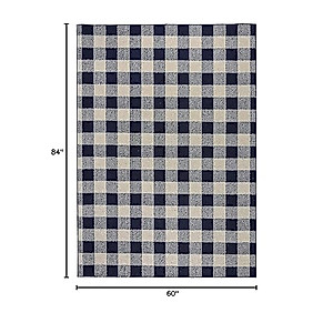 Garland Rug Country Living Buffalo Plaid 5 Ft. x 7 Ft. Indoor/Outdoor Area Rug Navy/Ivory