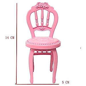 HTHAU NK1 Set Doll Furniture 2 Fashion Chairs +1 Modern Table for Barbie Doll Accessories Dining Home Toys Girl Gift DZ (Color: White)