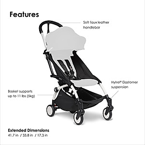BABYZEN YOYO2 Stroller Frame, White - Includes 5-Point Harness, Multi-Position Reclining Backrest, Canopy Extensions, Padded Shoulder Strap & Protective Storage Bag