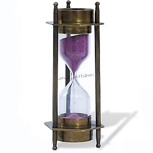 Antique Brass 5 inches Sand Timer, 5.75'' Brass Pirate Hourglass.