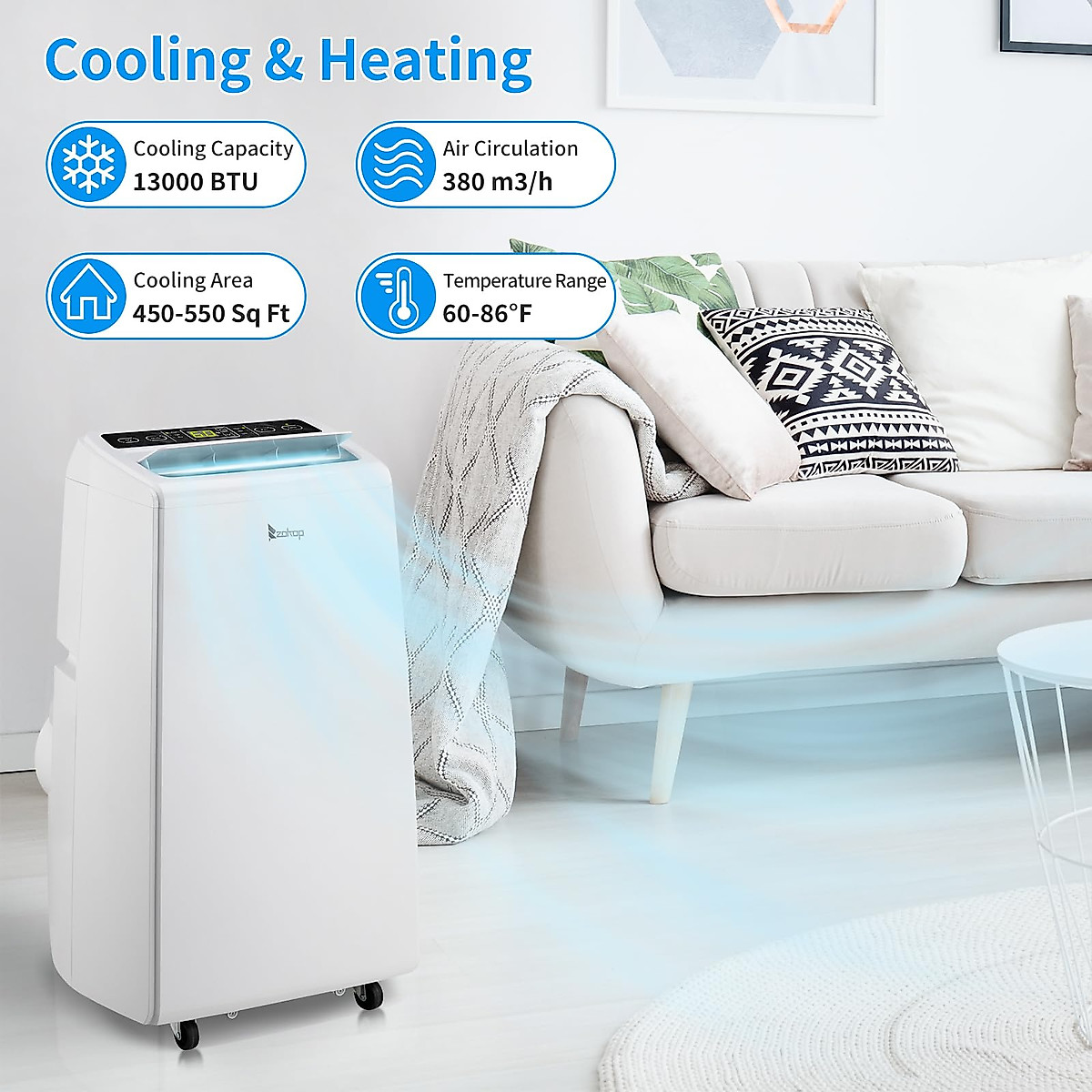 ROVSUN 8,000 BTU Portable Air Conditioners with Remote & APP Control, 3-in-1 Room Air Conditioner, Rolling AC Unit with Digital Display, 24H Timer & Installation Kits for Home Office Dorms