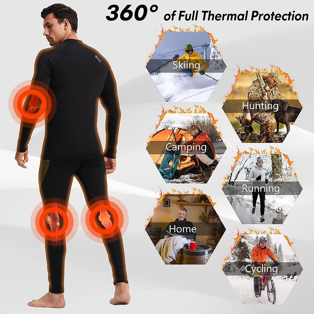 romision Mens Ultra Soft Thermal Underwear Set Fleece Lined Long Johns Warm Base Layers Top Bottom Set For Outdoor/Indoor Winter Activities A-black