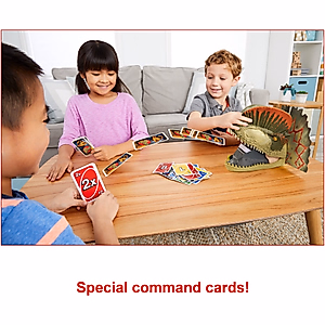 Mattel Games ​UNO Attack Jurassic World Domination Card Game for Kids & Family Night with Dinosaur Card Launcher, Lights & Sounds