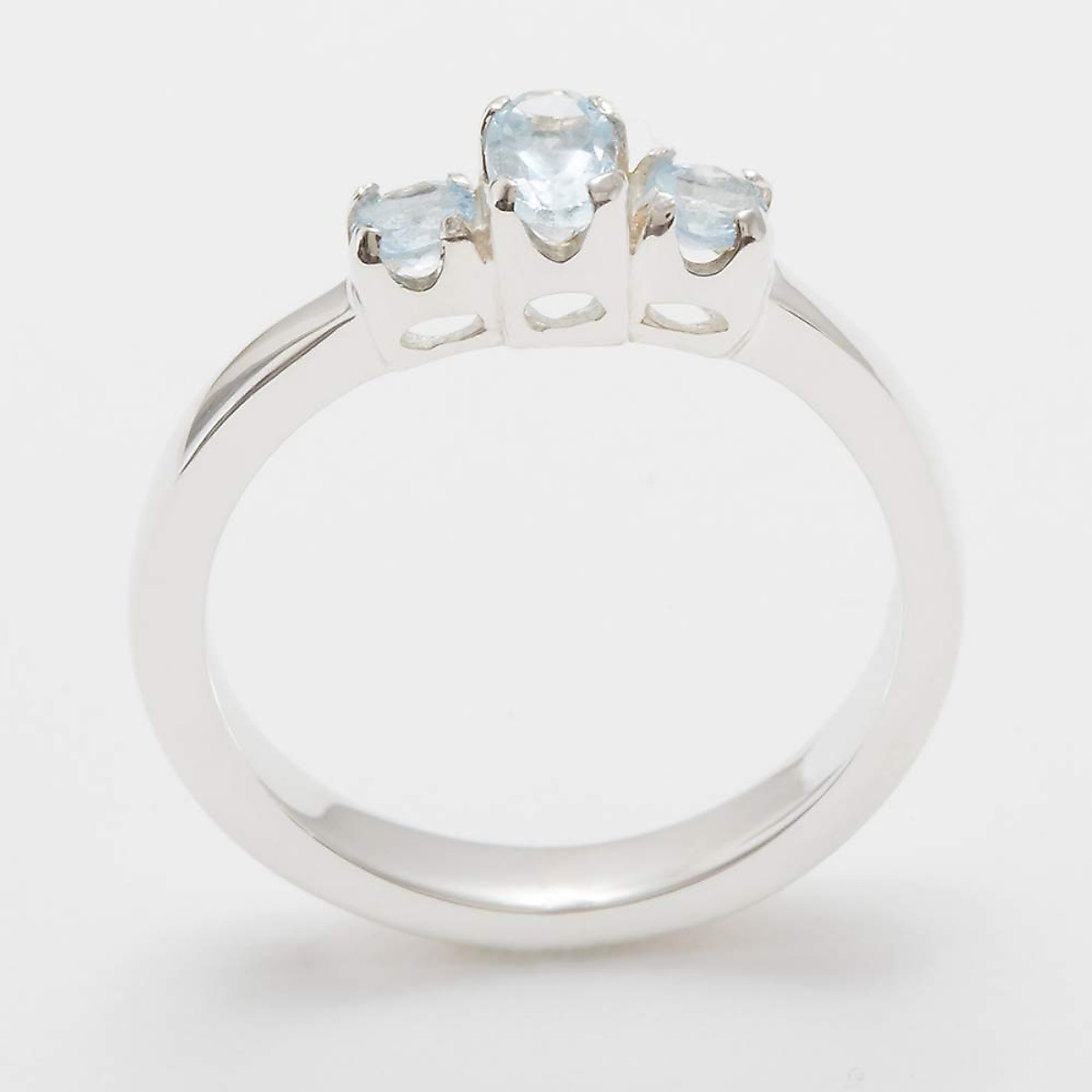 925 Sterling Silver Natural Aquamarine Womens Statement Ring - Size 10.5