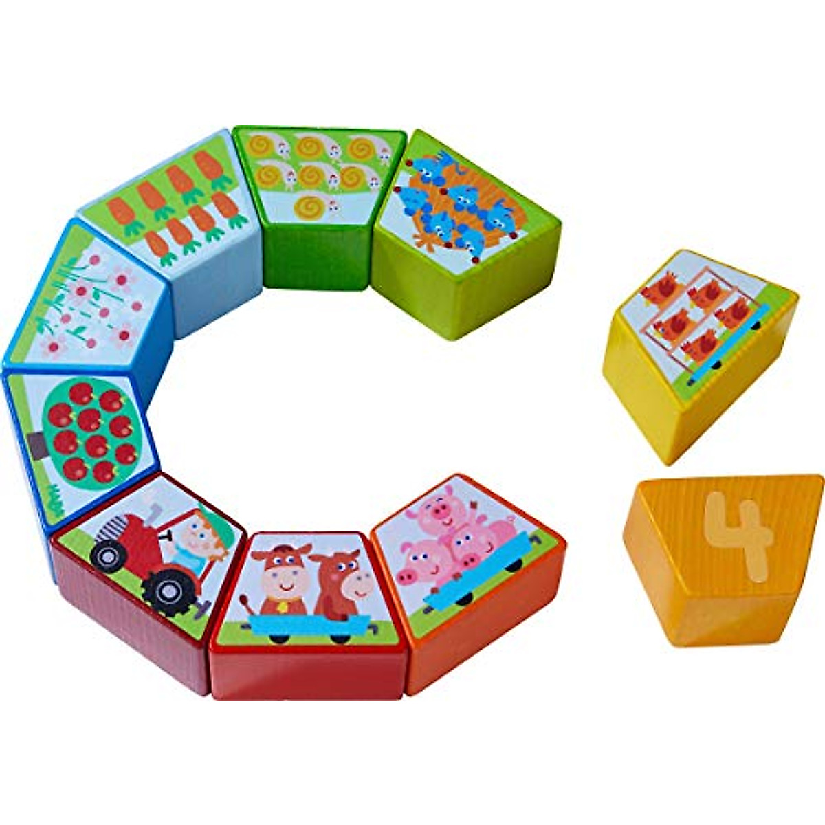 HABA Numbers Farm Counting and Stacking Wooden Blocks (Made in Germany)