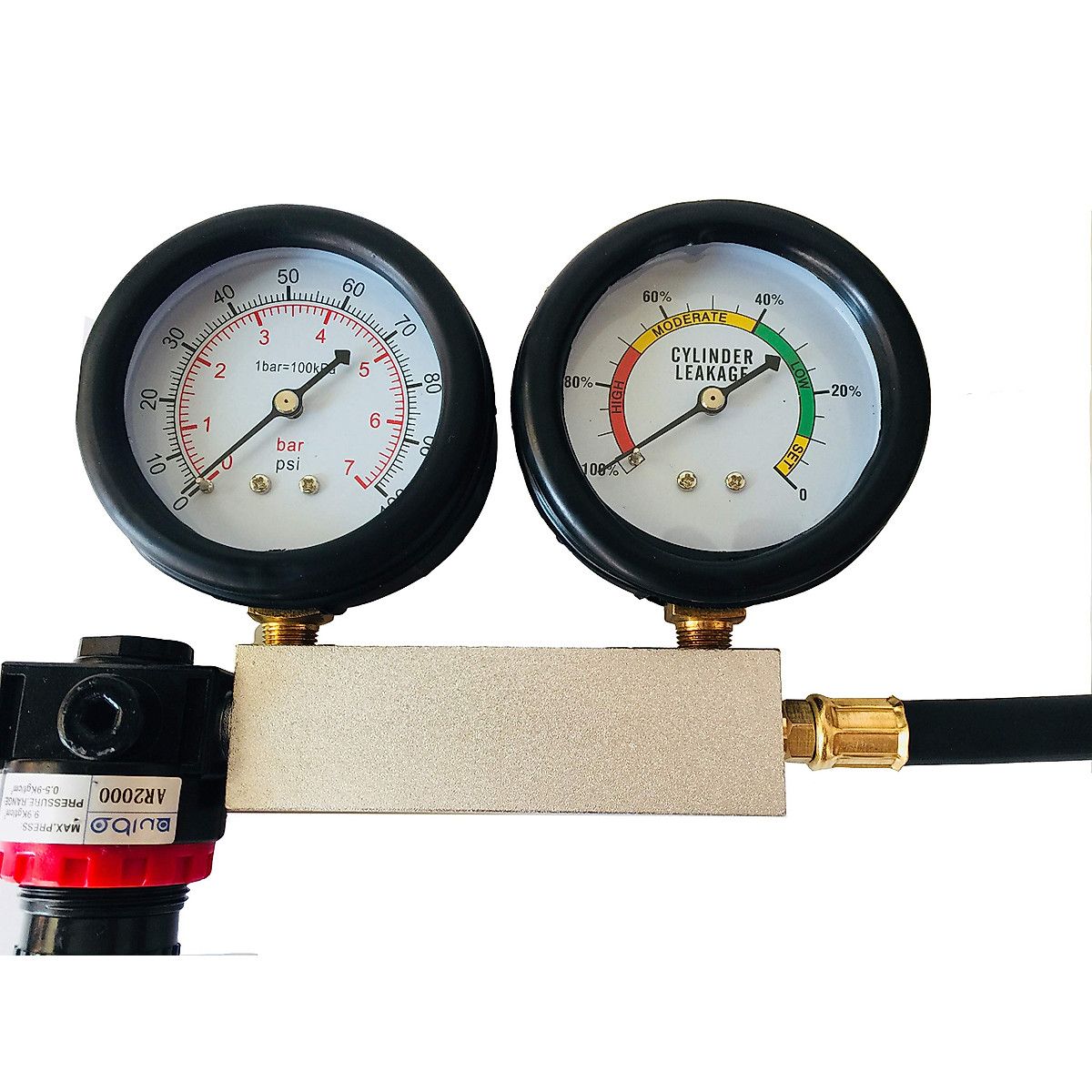 MengYoo New Generation Cylinder Leak Down Tester,Engine Cylinder Dual Gauge Leakdown Tester kit Diagnostics Tool(Tu-21)