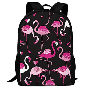 EOUNMSU Big Capacity Backpack for Kids Teens Adults,Pink Flamingo Animal 17'' Casual Laptop Bag Bookbag with Padded Back,Cartoon Backpacks for Travel Picnic Hiking Camping Daypack