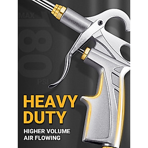 Heavy Duty Air Blow Gun Air Nozzle Blow Gun, Air Blower for Compressor with Bigger Pipe & Extended Nozzle, Pneumatic Air Compressor Accessories Tool for Car Detailing/Industrial Household Cleaning