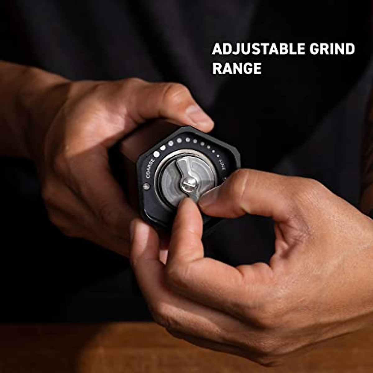 HexClad Cookware Professional Grade Heavy Duty Pepper Grinder Mill with Refillable Black Aluminum Mono-Chrome Pepper Mill and Adjustable Coarseness