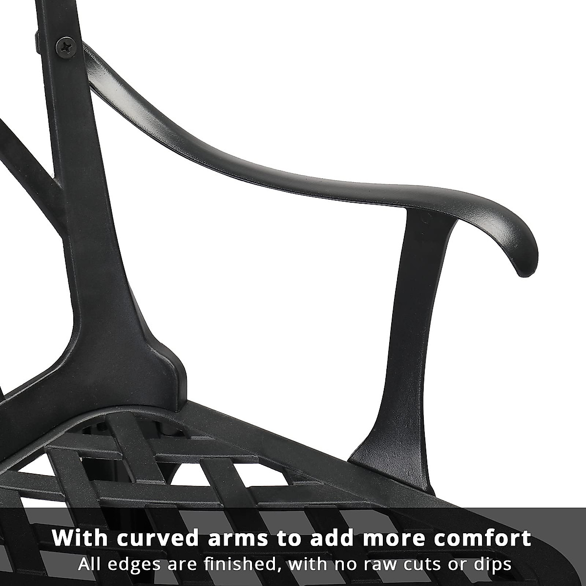 Outvita Outdoor Cast Aluminium Bench, 38" Garden Bench Anti-Rust Weather Resistant Patio Bench Orchid Pattern Bench for Front Porch, Backyard, Lawn