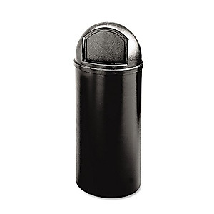 Rubbermaid Commercial Products Marshal Domed Round Trash Can, 25-Gallon, Black, Indoor/Outdoor Garbage Container/Waste Basket for Lobby/Office/Restroom/Restaurant/School
